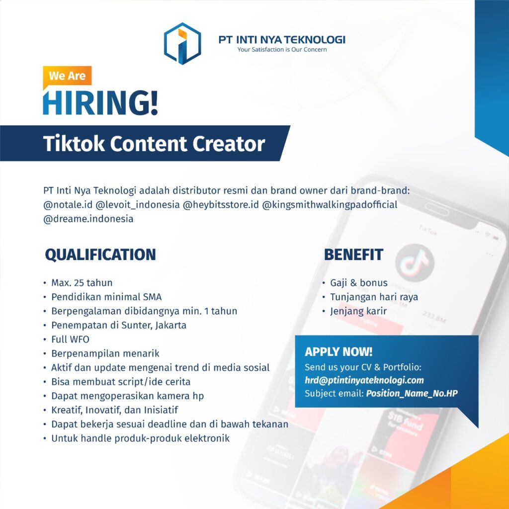 Lowongan Kerja PT Inti Nya Teknologi - Goletskerja.com