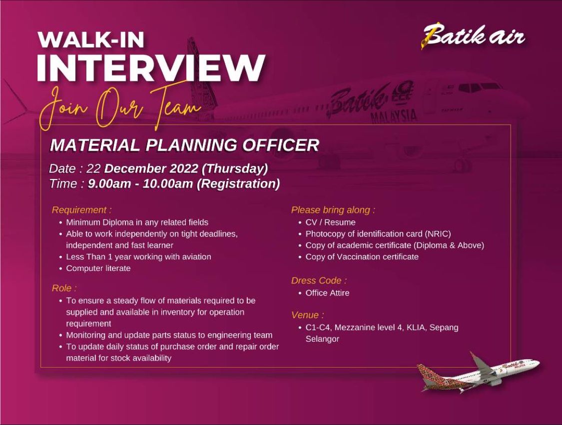 Lowongan Kerja Batik Air (Member Of Lion Group) - Goletskerja.com