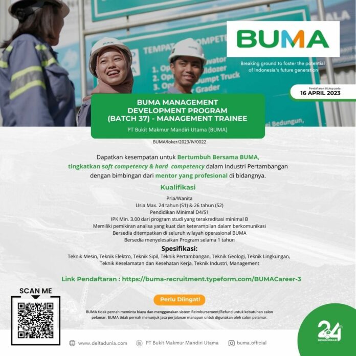 Lowongan Kerja PT Bukit Makmur Mandiri Utama (BUMA) - Goletskerja.com