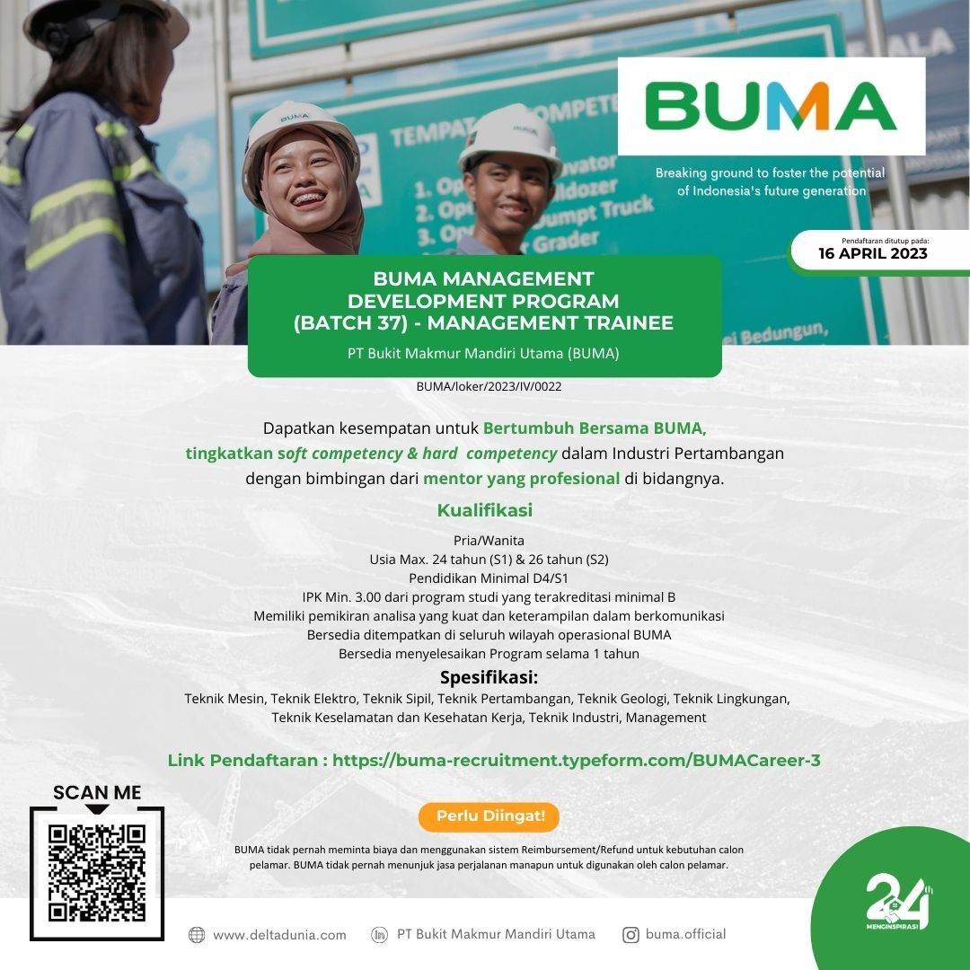 Lowongan Kerja PT Bukit Makmur Mandiri Utama (BUMA) - Goletskerja.com